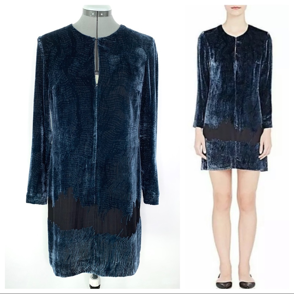 10 Crosby Derek Lam Sapphire Velvet Devore Dress - Gem